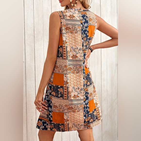 Dresses | Nwot Sxl Orange Patchwork Mini Dress | Poshmark
